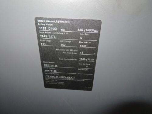 CROWN RR5700 SERIES 3000LBS REACH TRUCK MODEL: RR5725-35, SERIAL ...